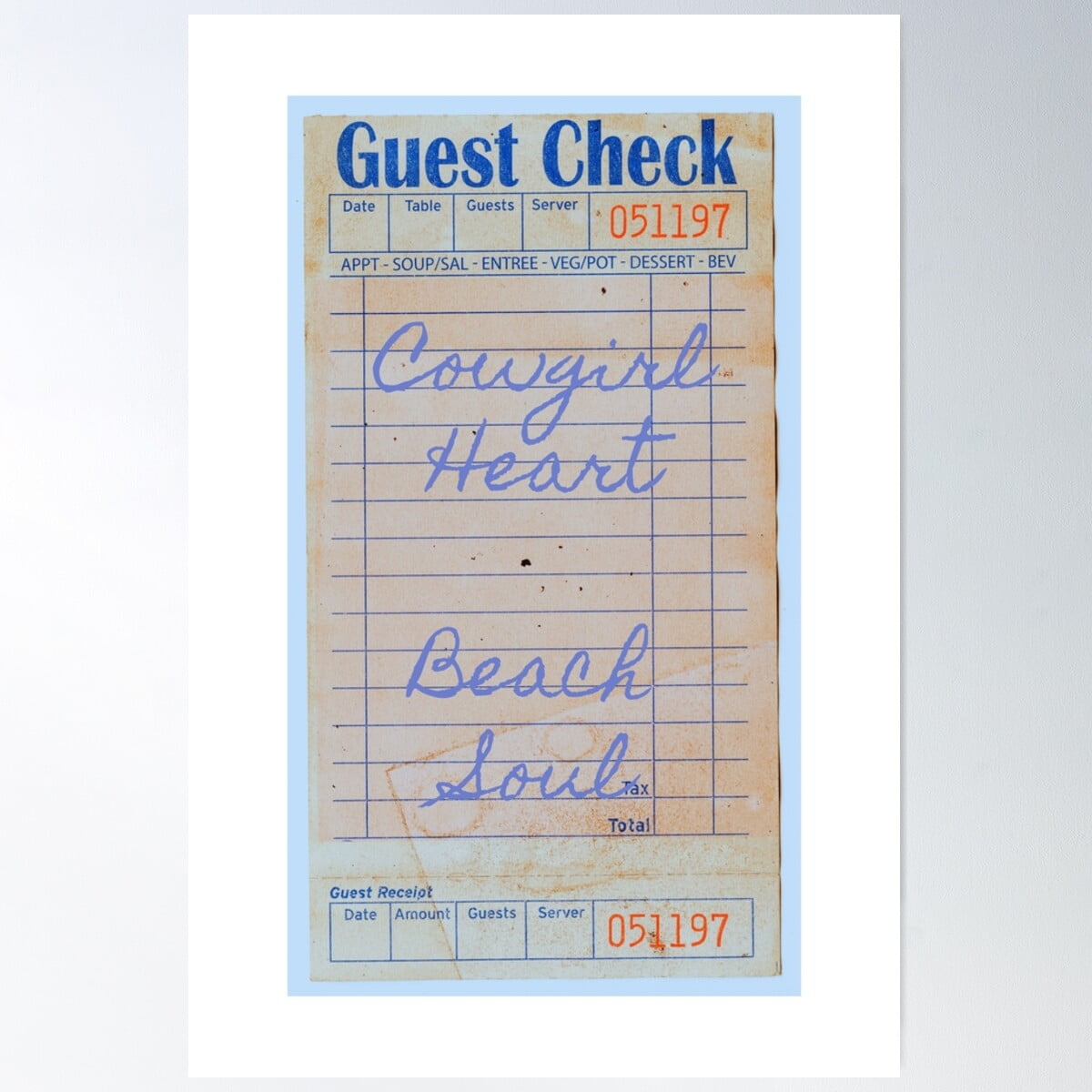 Cowgirl Heart, Beach Soul | Blue Guest Check Design Poster, 12x18 ...