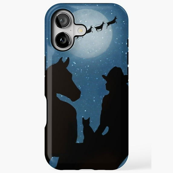Cowgirl Horse Cat Christmas Case for iPhone 11 12 13 14 15 16 17 Pro ...