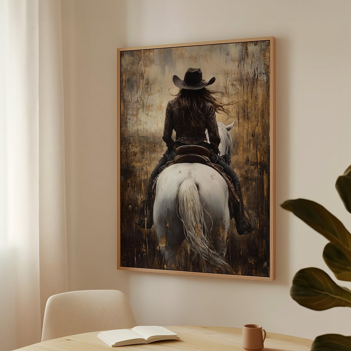 Cowgirl On Horseback Art Print – Rustic Western Wall Decor, Equestrian Country Home Art, Female ...