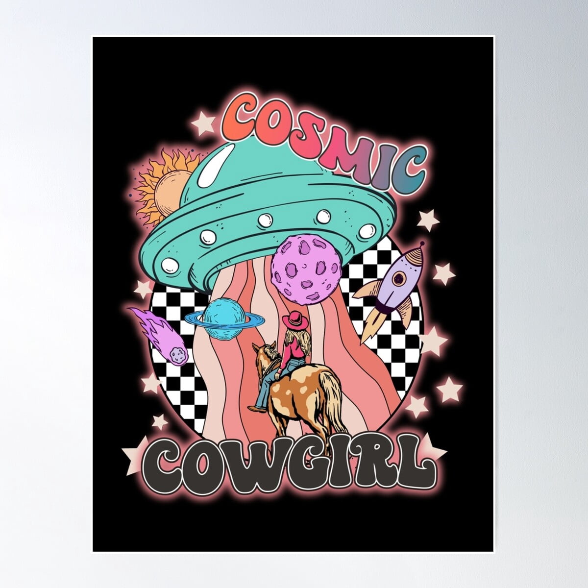 Cowgirl Meets Cosmos Cosmic Cowgirl Design Poster Wall Art, Modern Wall ...