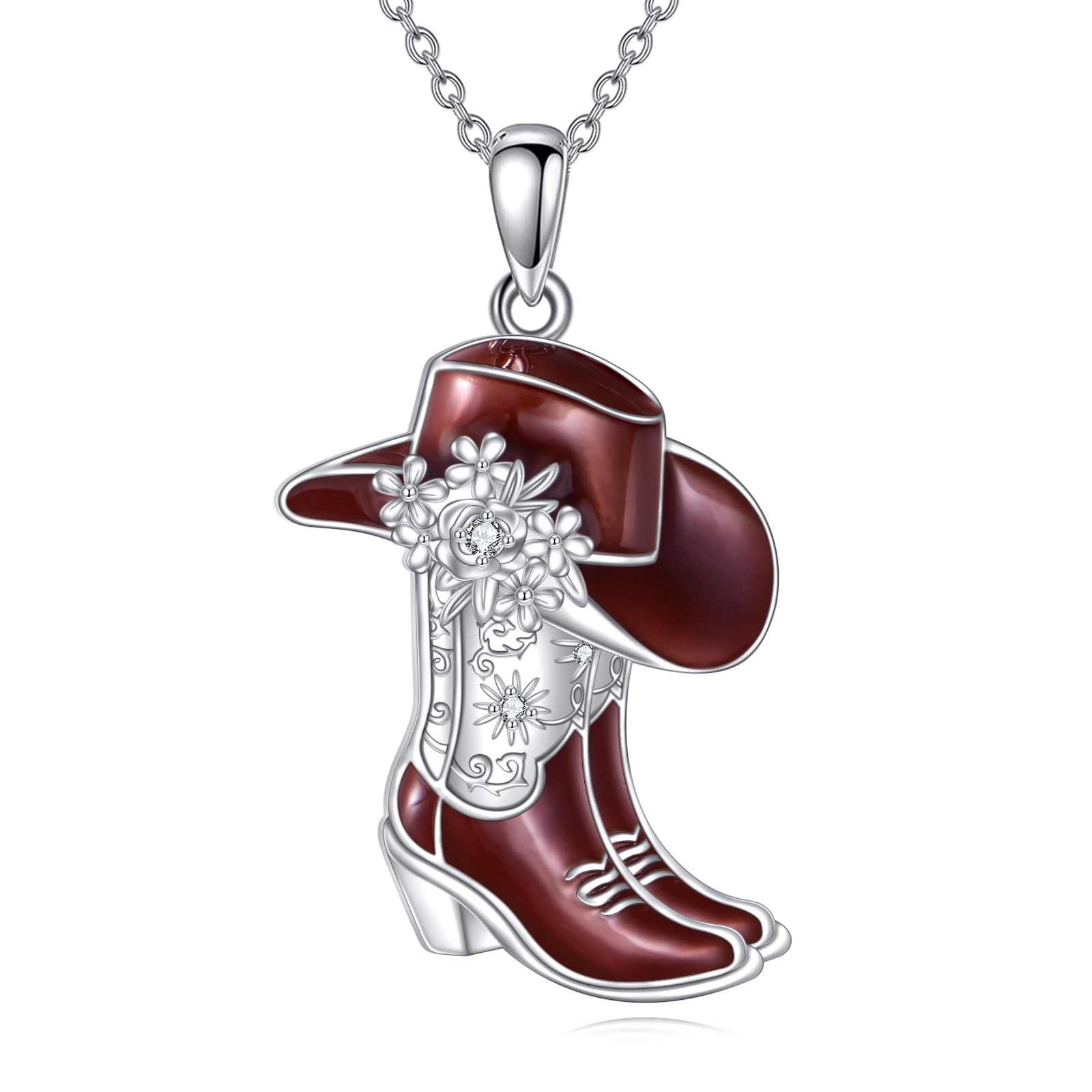 Cowgirl Necklace for Women S925 Sterling Silver Cowboy Pendant ...