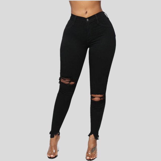 Cowgirl Pants Slim Plus Size Ripped Hole Gradient Long Jeans Denim
