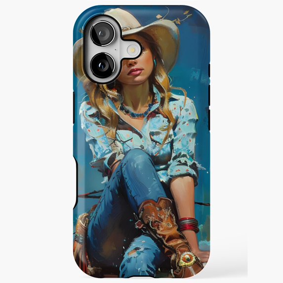 Cowgirl Pin-Up Retro Art Phone Case with iPhone 17 to 11 Pro Max ...