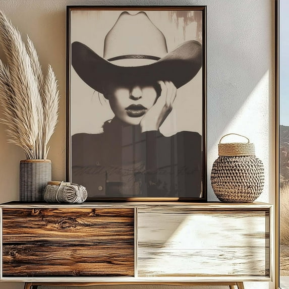 Cowgirl Portrait Poster, Minimalist Western Art, Rustic Home Decor Home Decor #3096, Unframed ...