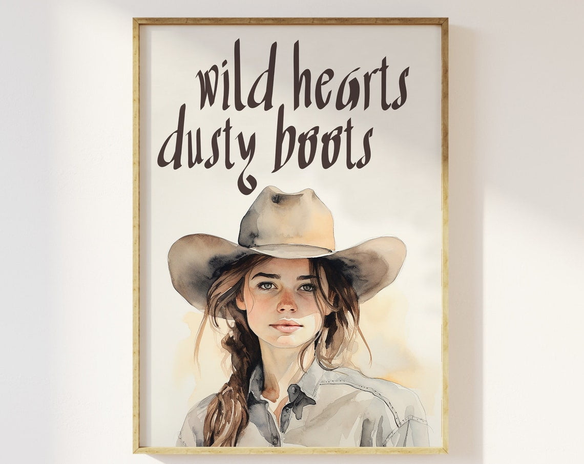 Cowgirl Poster Old West Wild Hearts Dusty Boots Print - Country And ...