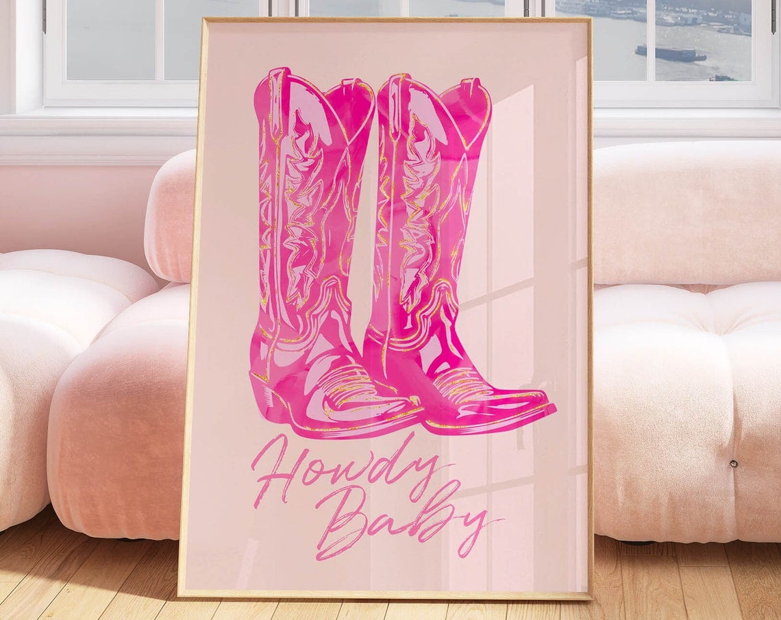 Cowgirl Poster Pink Wall Art Trendy Apartment Decor, Pink Room Decor ...