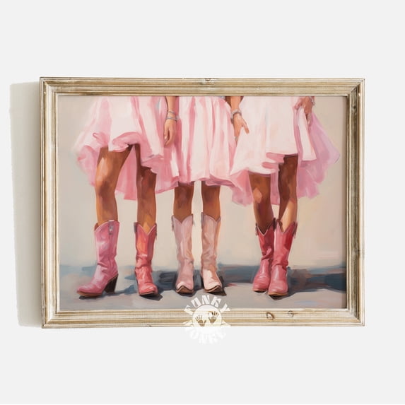 Cowgirl Print Pink Girl Western Poster Coastal Cowgirl Boots Wall Art ...
