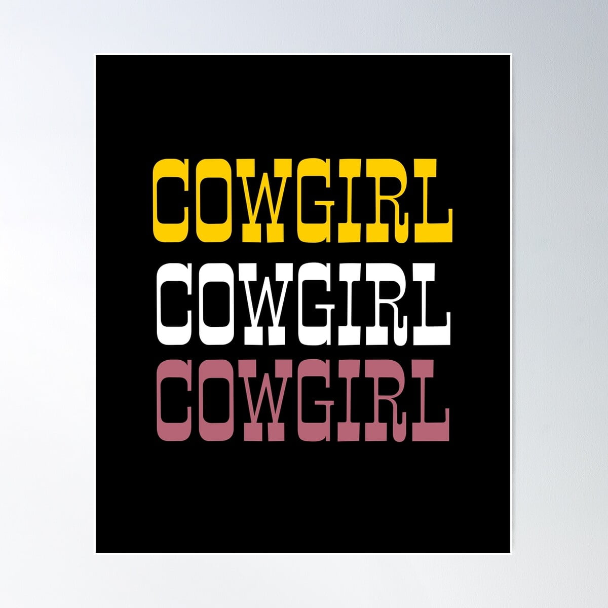 Cowgirl Repeat Text Poster Wall Art, Modern Wall Decor For Living Room ...