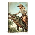 Cowgirl Riding Alligator Retro Comic Style Western Swamp Adventure For ...