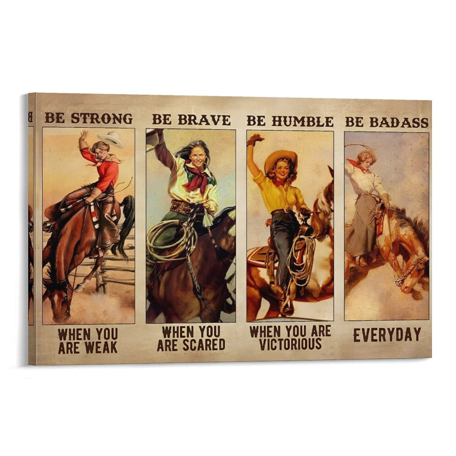 Cowgirl Rodeo Be Badass Everyday Vintage Poster Painting On Canvas Wall ...