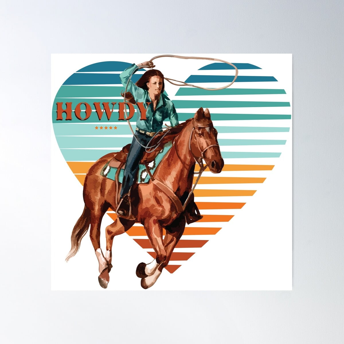 Cowgirl Rodeo Howdy Poster Wall Art, Modern Wall Decor For Living Room ...