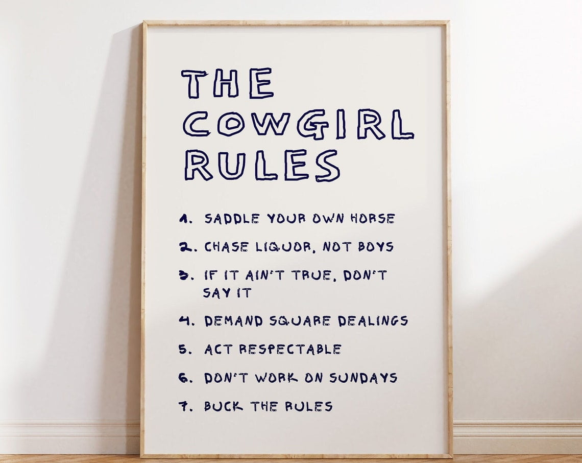 The Cowgirl Rules Print Western Home Decor Modern Southwestern Wall Art ...