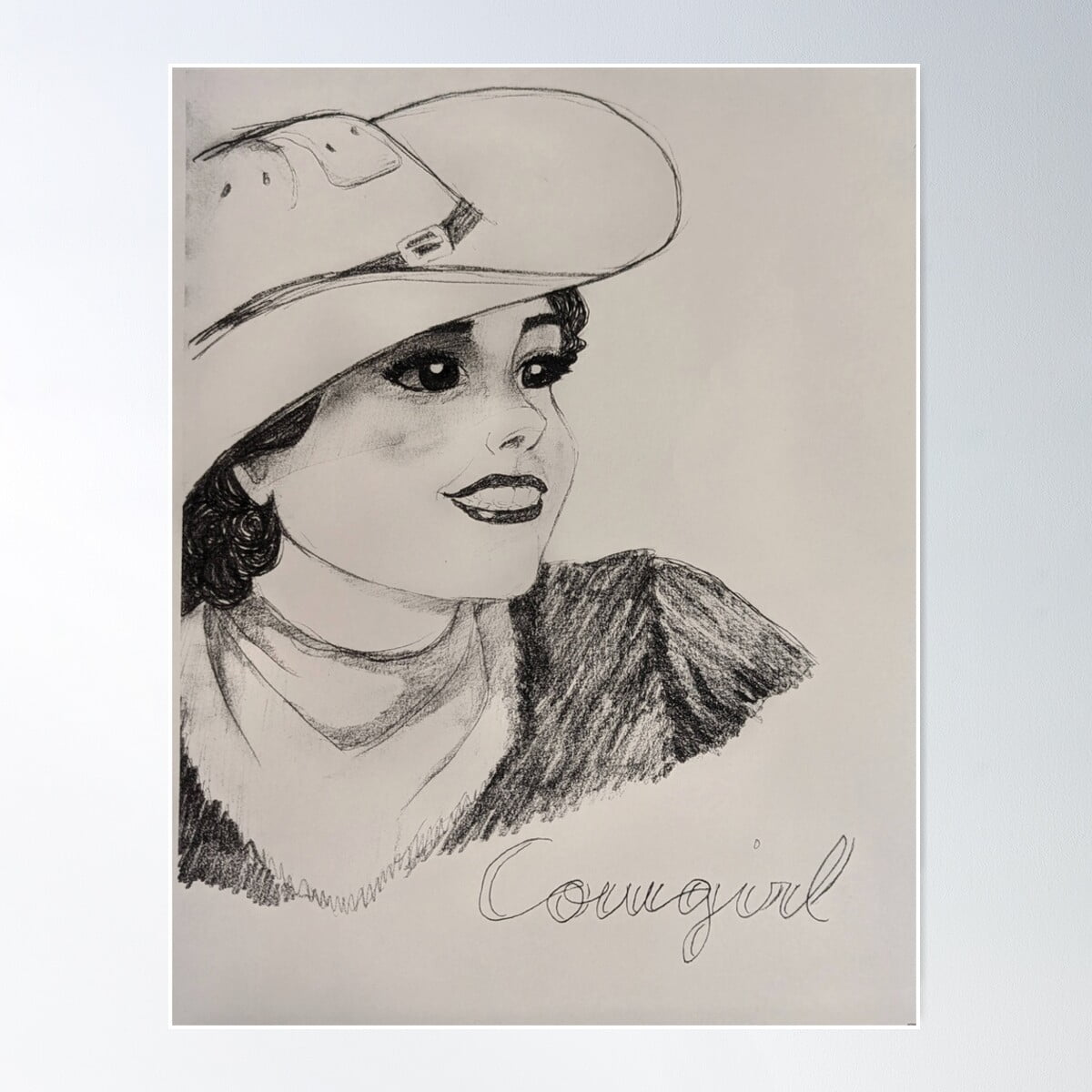Cowgirl Sketch Poster Wall Art, Modern Wall Decor For Living Room Bedroom, 24x36 UNFRAMED ...