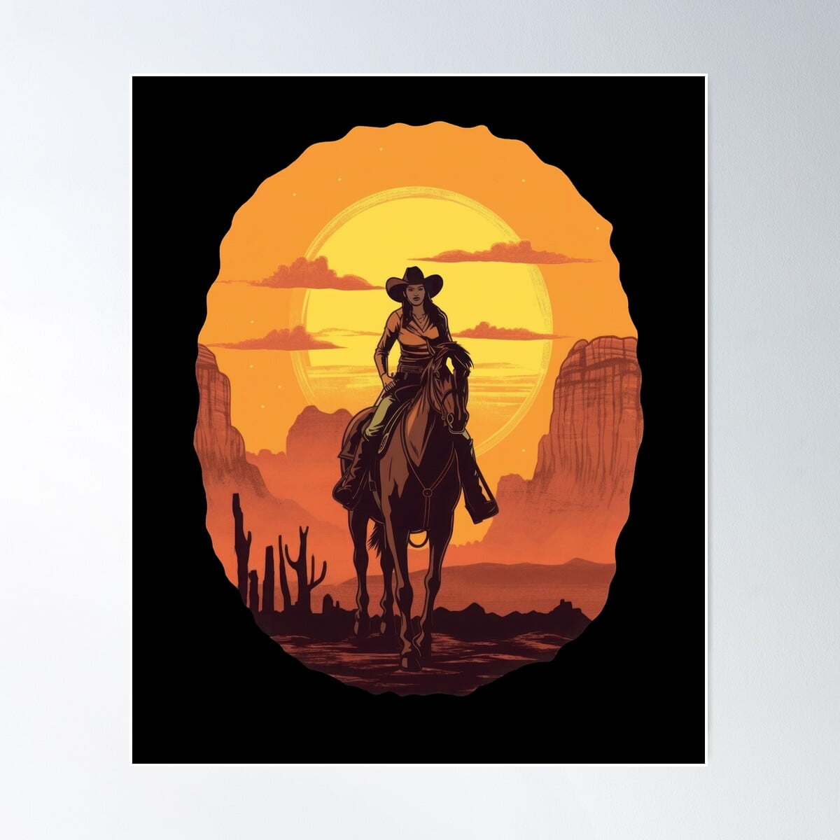 Cowgirl Sunset Poster, 12x18 UNFRAMED - Walmart.com
