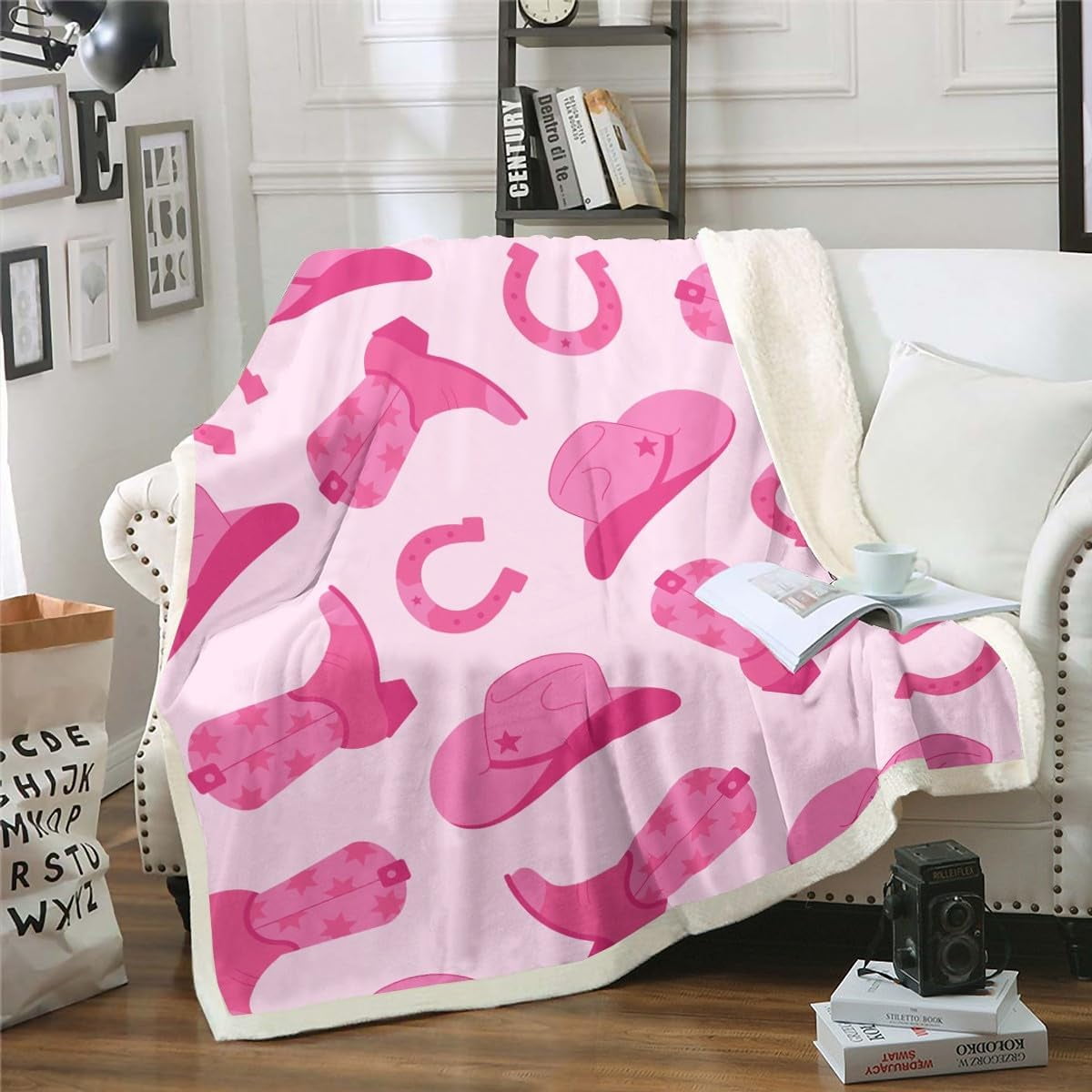 Cowgirl Throw Blanket Cute Kawaii Pink Cowgirl Baby 30"X40" Fleece ...