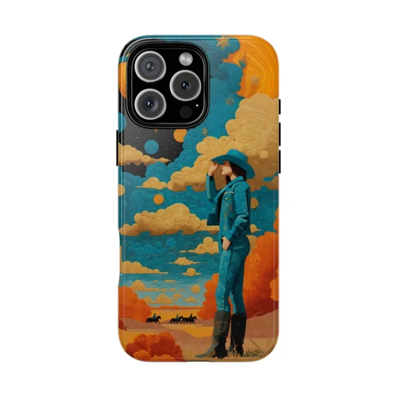 Cowgirl Under Stellar Sky Scene Case for iPhone 17 11 12 13 14 15 16 ...