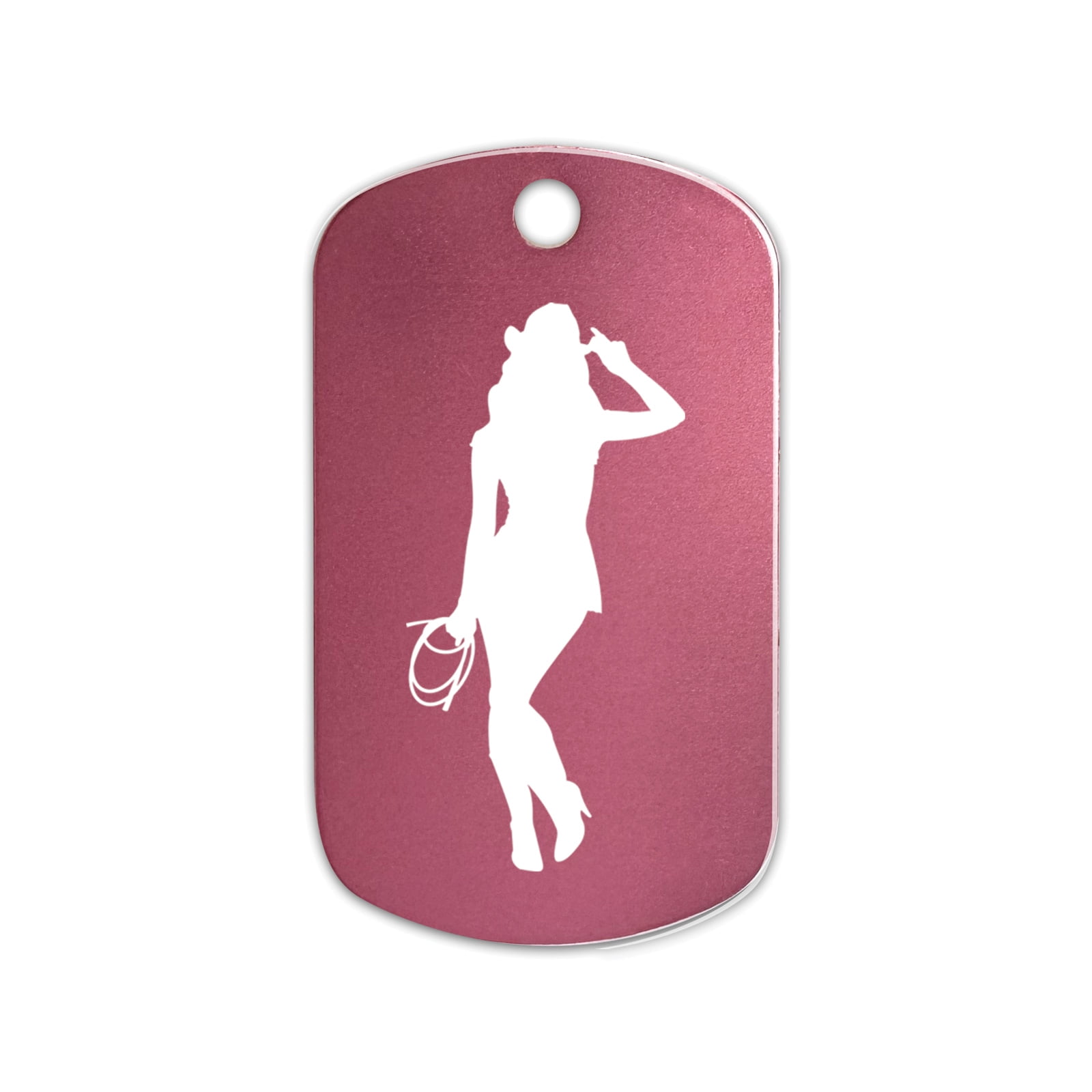 Cowgirl V2 GI Dog Tag Aluminum Keychain rodeo rider lasso - Pink ...