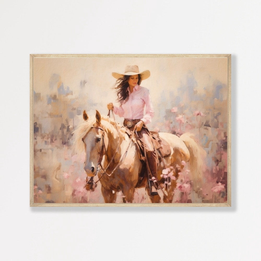 Cowgirl Wall Print Country Girly Wall Art Retro Horse Painting Western ...