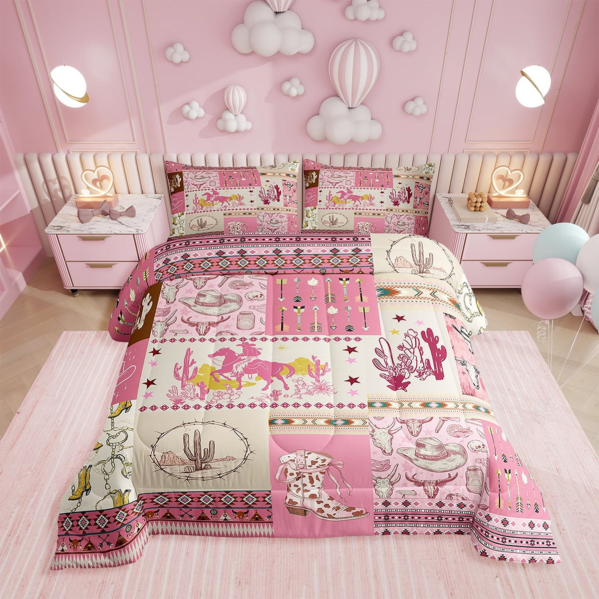 Cowgirl Western Bedding Cow Print Horse Shoe Twin Bed Comforter Set ...