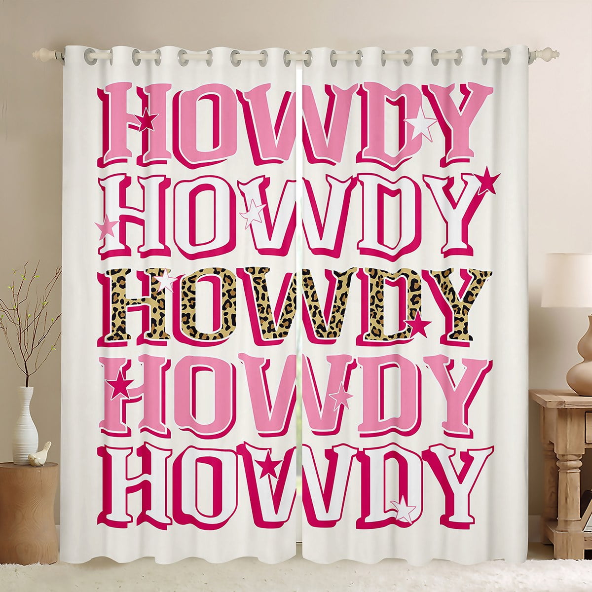 Cowgirl Western Living Room Curtains Hot Pink Curtains, Preppy Howdy ...