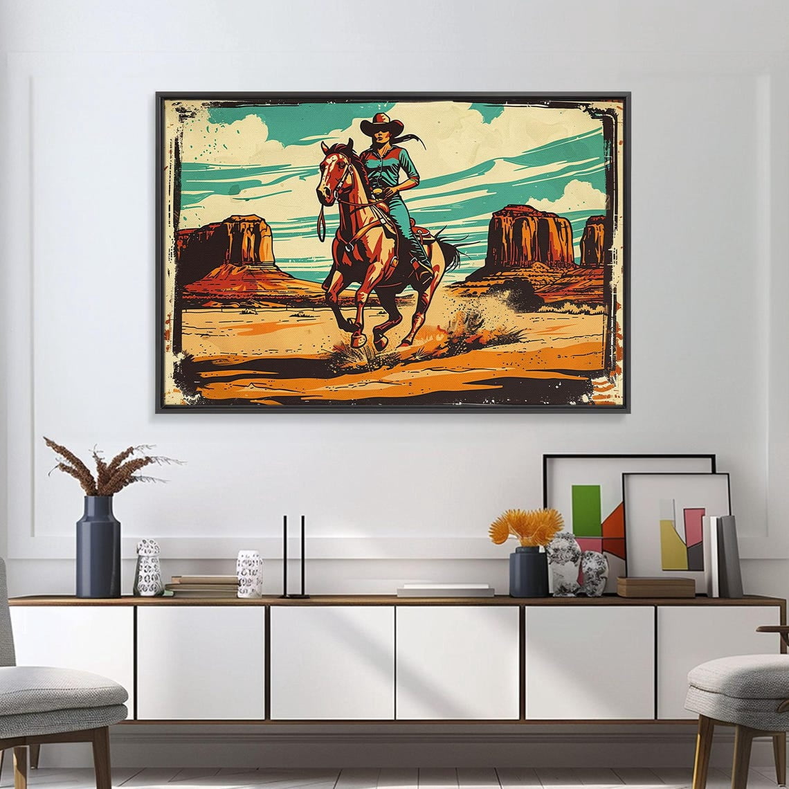 Cowgirl Western Pop Art Wood Wall Decor Poster, Unframed Size 24x36 ...