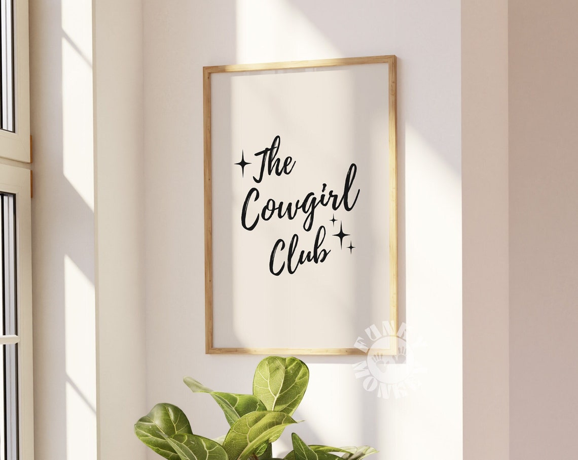 Cowgirl Western Wall Art Print, Retro Cowgirl Club Poster, Apartment ...