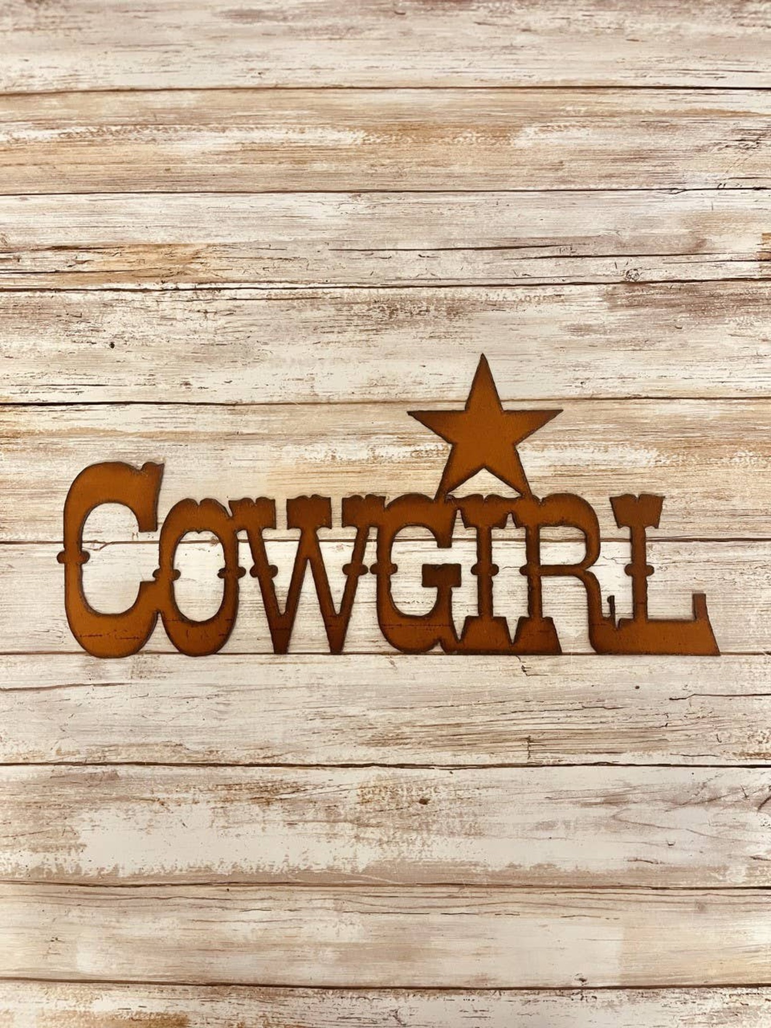 Cowgirl With Star Rustic Metal Sign - Walmart.com