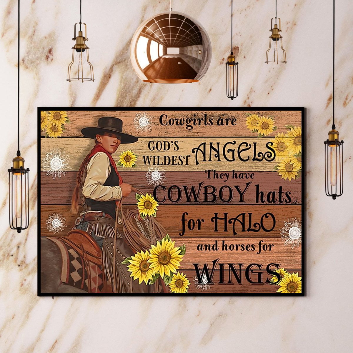 Cowgirls Are God'S Wildest Angels Sunflower Paper Poster No Frame Matte ...