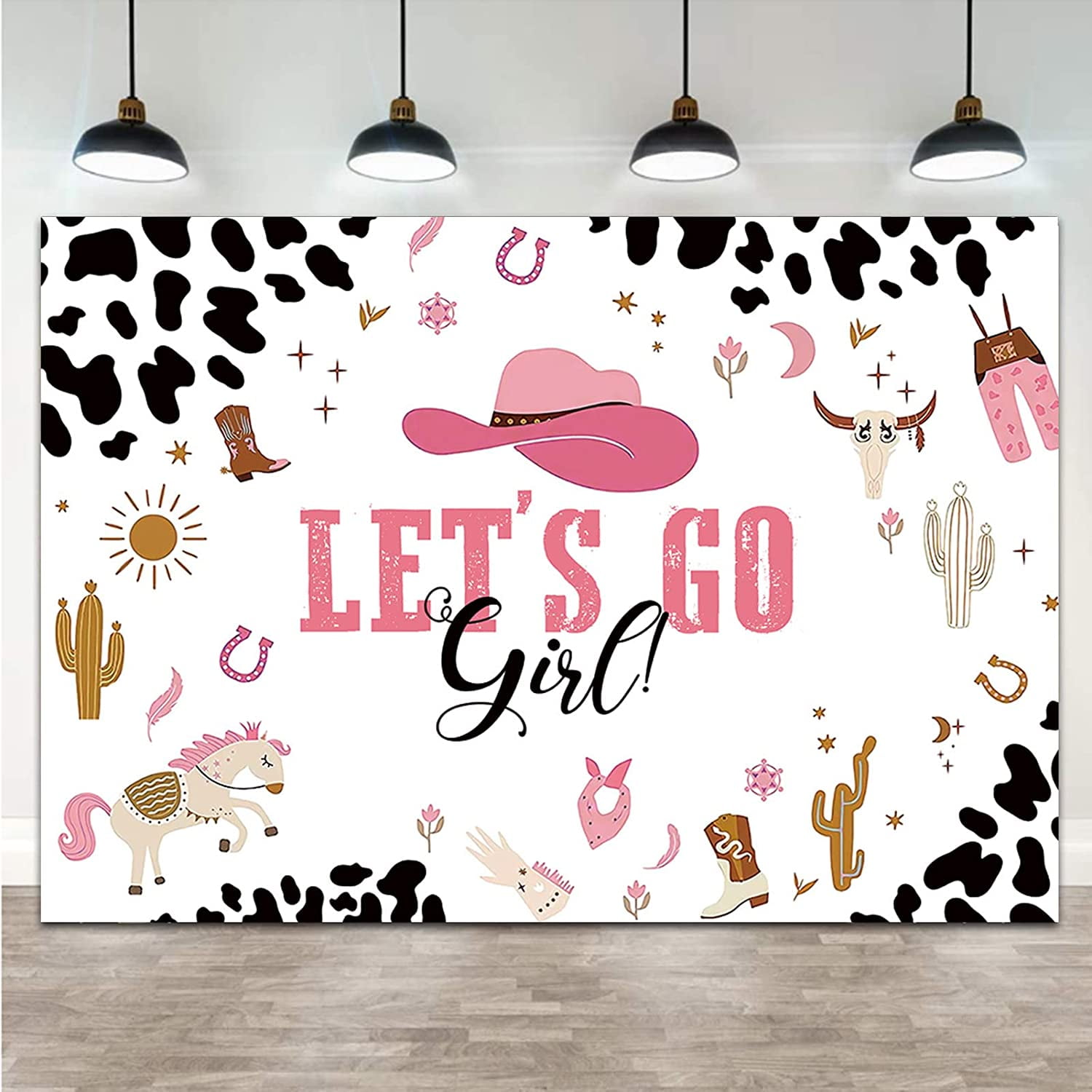 Cowgirls Backdrop Let's Go Girls Bachelorette Party Decorations West ...