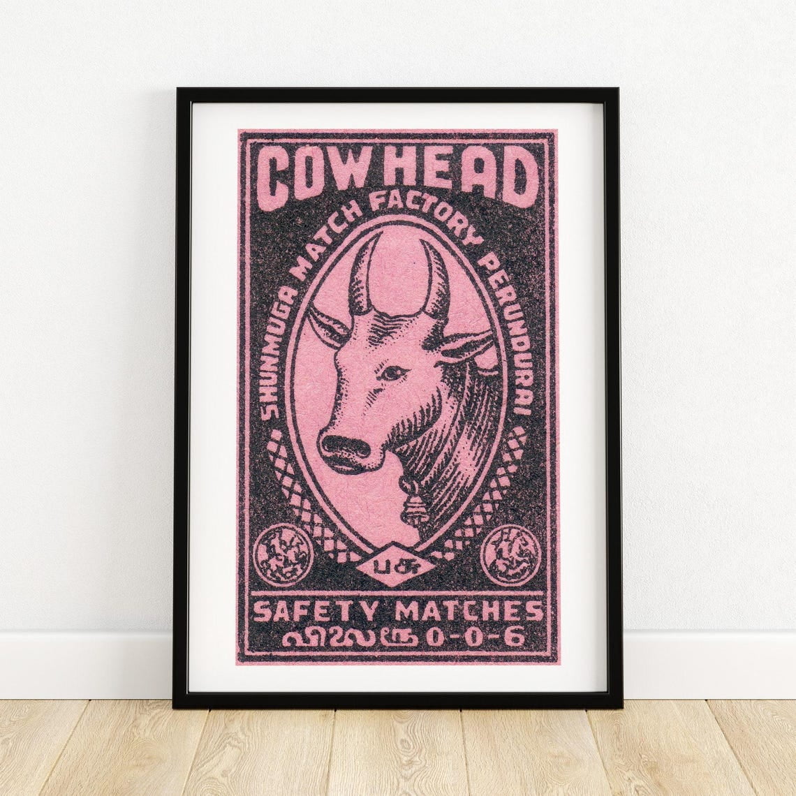 Cowhead Matchbox Art Print Vintage Indian Graphic Design Rustic Wall ...