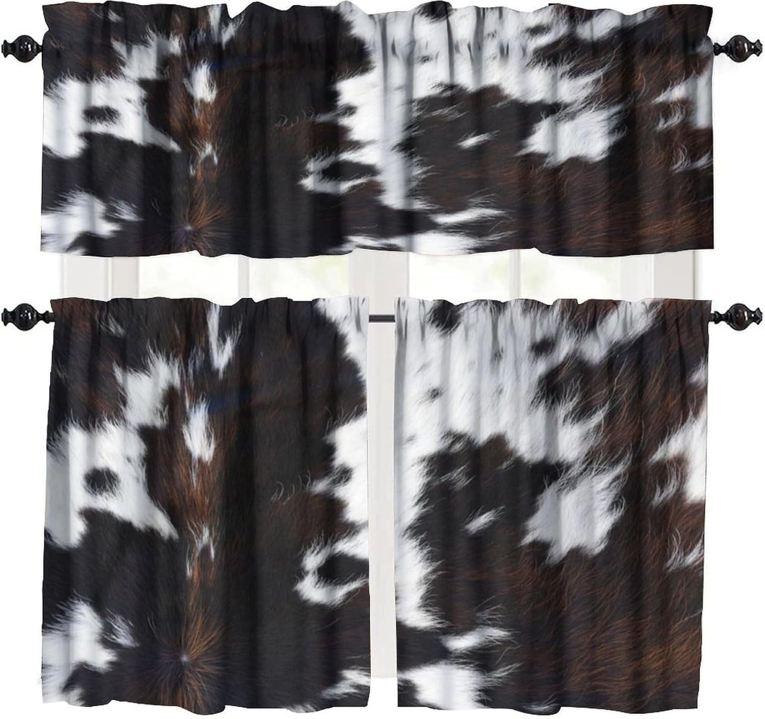 Cowhide Animal Valance Curtain for Kitchen Abstract Primitive Wild West ...