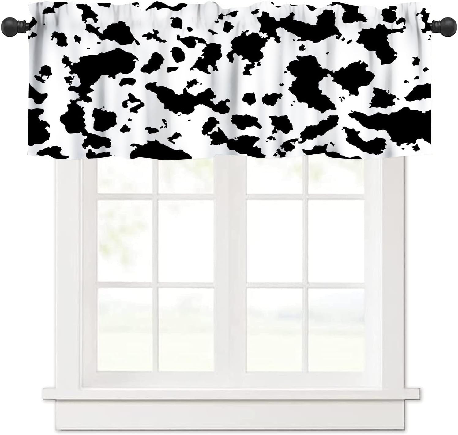 Cowhide Animal Valance Curtain for Kitchen,White Western Abstract ...