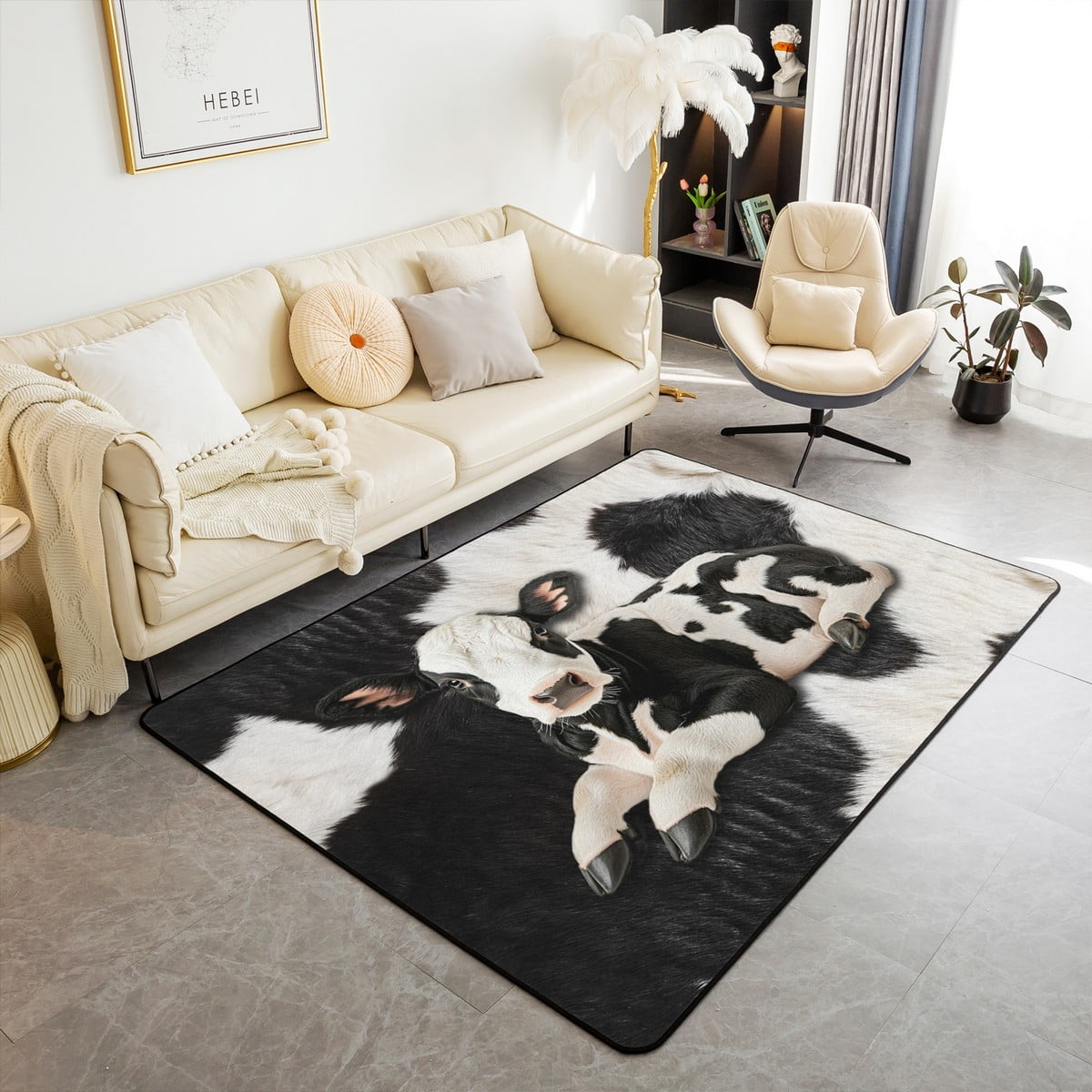 Cowhide Area Rug,3D Farm Cow Print Rectangular Carpet,Farmhouse Cow ...