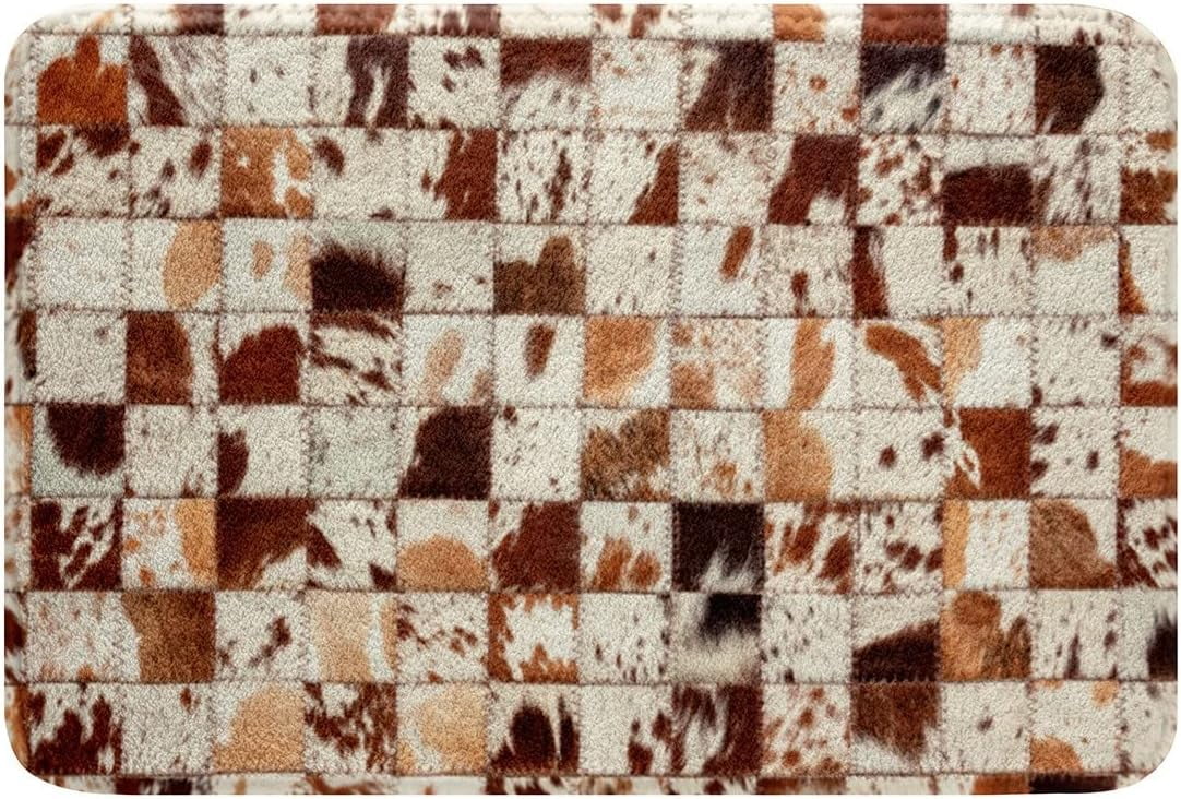 Cowhide Area Rug Patchwork Style Highland Cow Print Bath Rugs Farm ...
