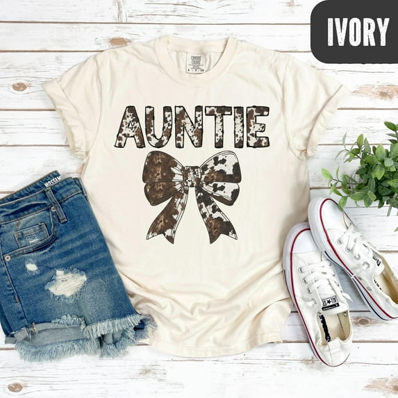 Cowhide Auntie Shirt, Retro Aunt Shirt, Coquette Cowhide Tee, Cute Aunt ...