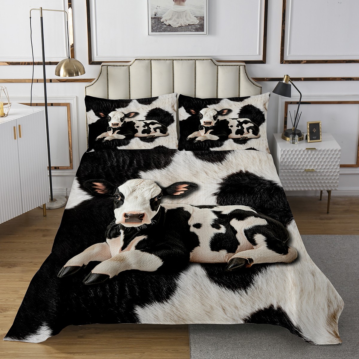 Cowhide Bed Set Set,3D Farm Cow Print Bedspread Set,Farmhouse Cow ...