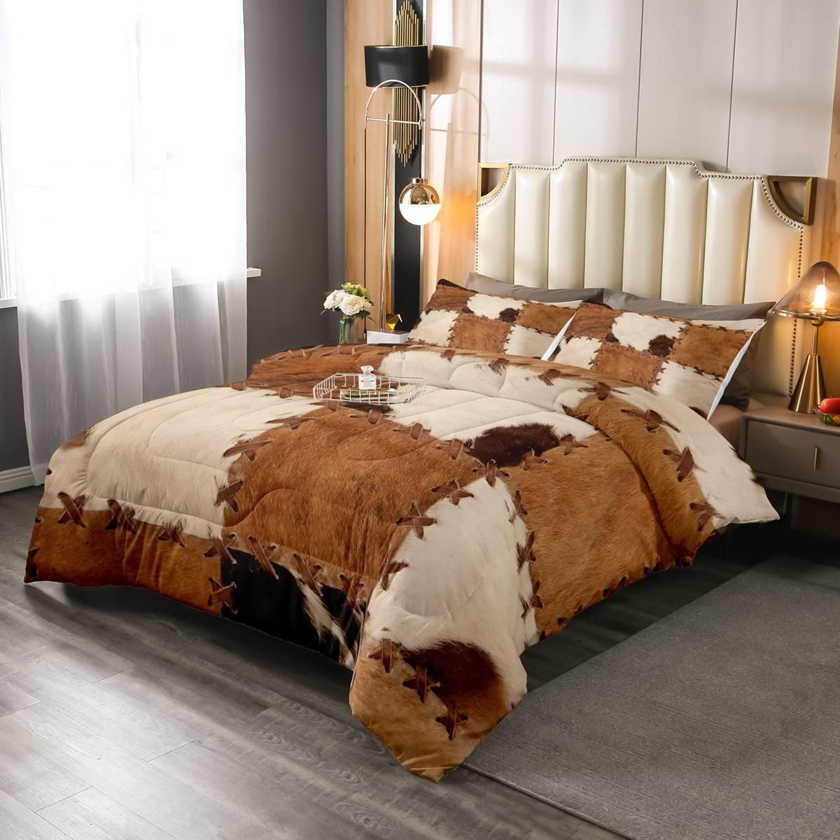 Western Cowboy Queen Cowhide Comforter Set, Includes 1 Down Comforter ...