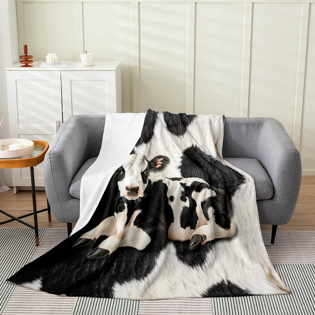 Cowhide Blanket,3D Farm Cow Print Throw Blanket,Farmhouse Cow Fleece ...