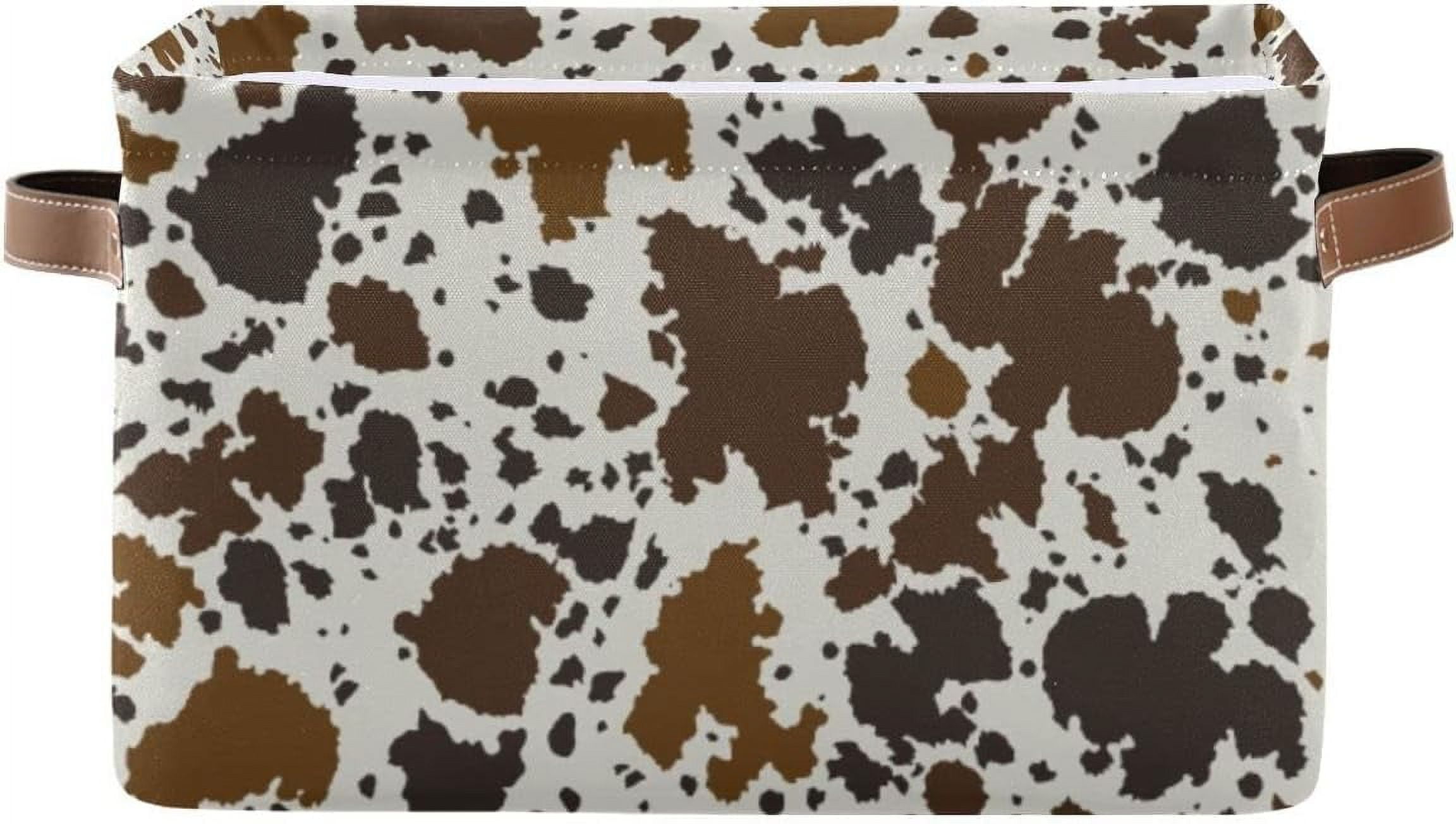 Cowhide Brown Milk Cow Print Storage Basket Animal Cowhide Skin Pattern ...
