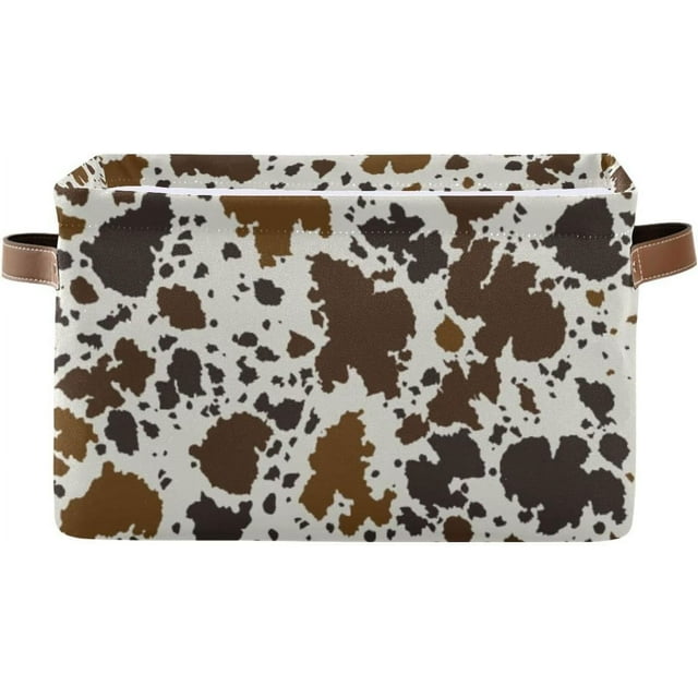 Cowhide Brown Milk Cow Print Storage Basket Animal Cowhide Skin Pattern ...