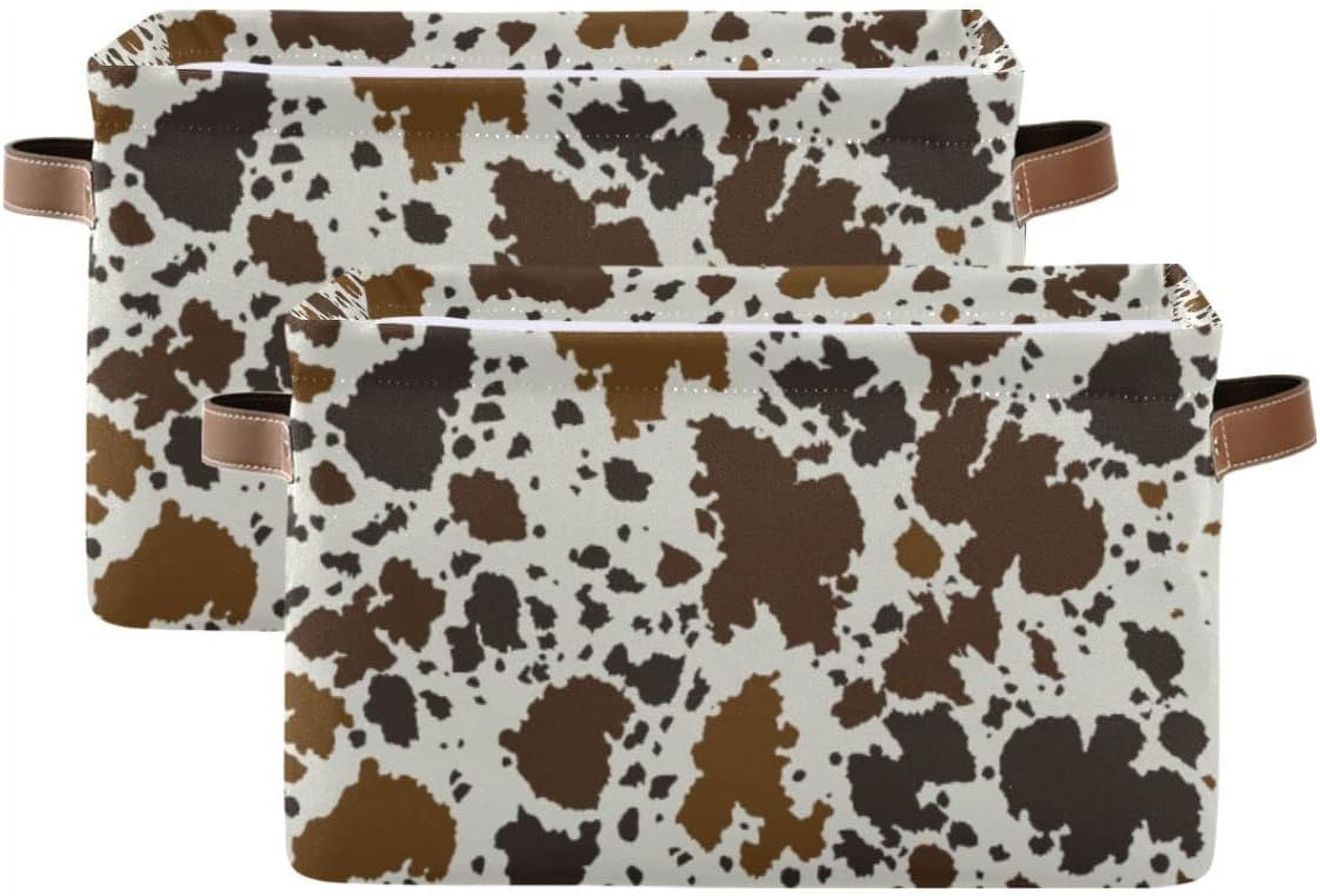 Cowhide Brown Milk Cow Print Storage Basket Animal Cowhide Skin Pattern ...