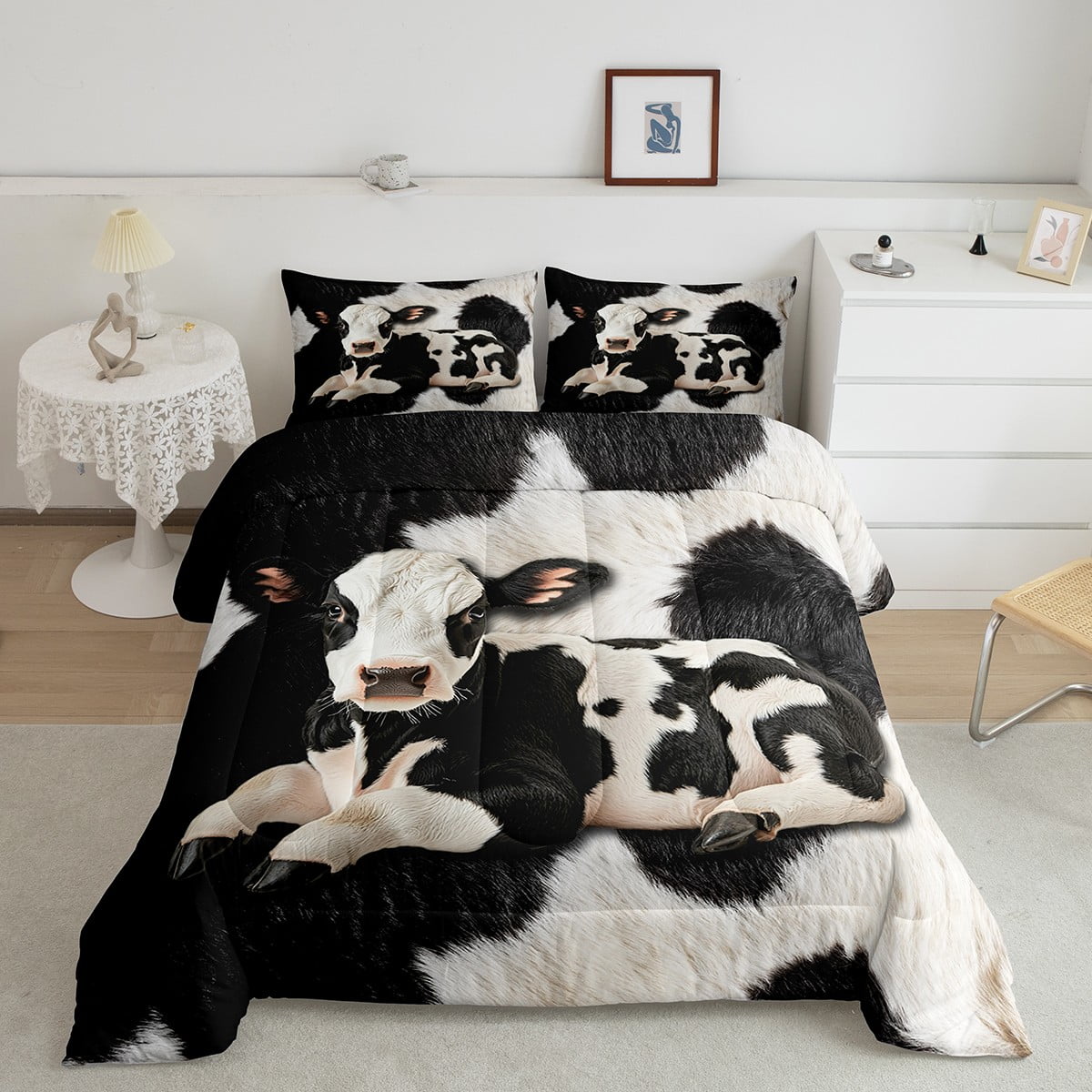 Cowhide Comforter Set,3D Farm Cow Print Bedding Set,Farmhouse Cow ...