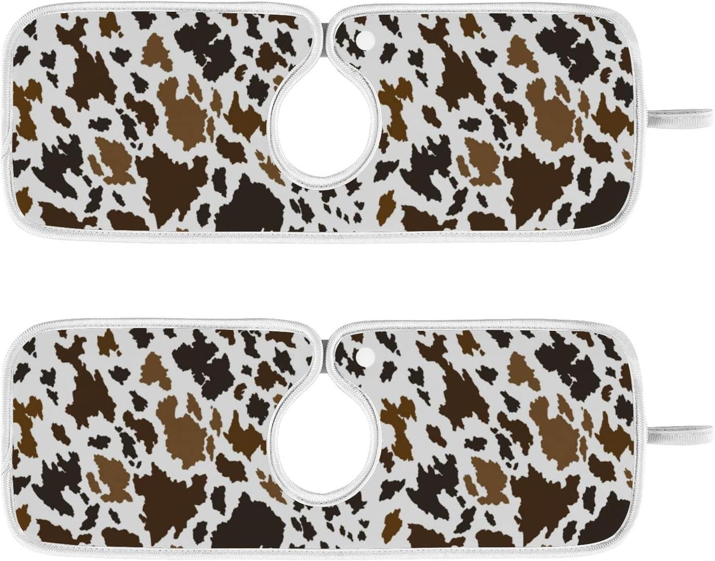 Cowhide Cow Leather Brown Spots 2PCS Faucet Absorbent Mat Kitchen ...