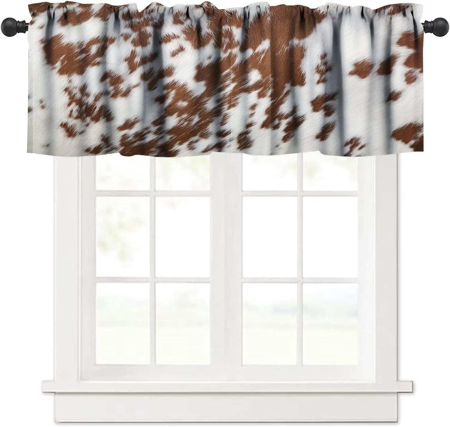 Cowhide Cow Print Valance Curtain Brown White Farmhouse Animal Hair ...