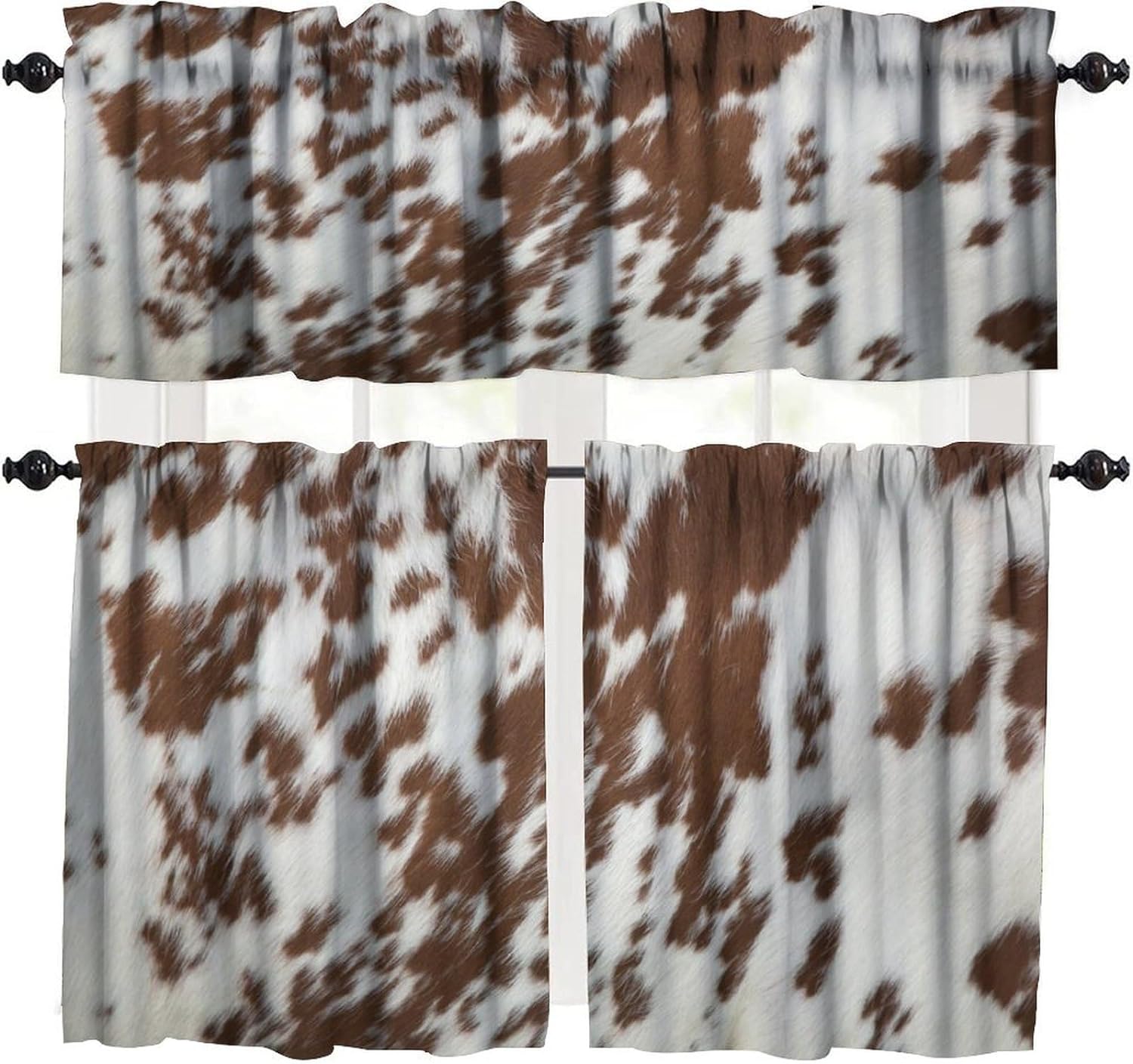 Cowhide Cow Print Valance Curtain Brown White Farmhouse Animal Hair ...