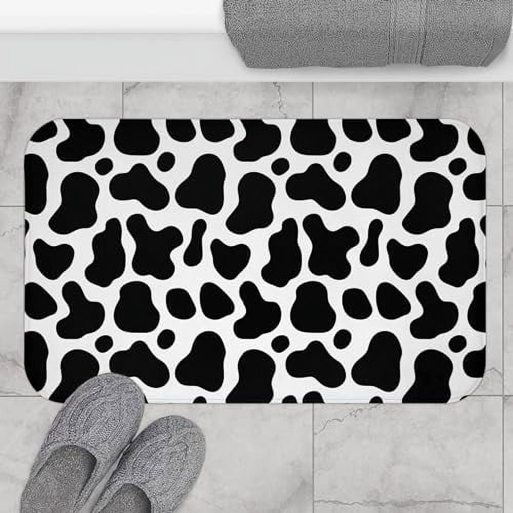 Cowhide, Cow Skin Print Pattern Memory Foam Bath Rug, Soft Absorbent ...
