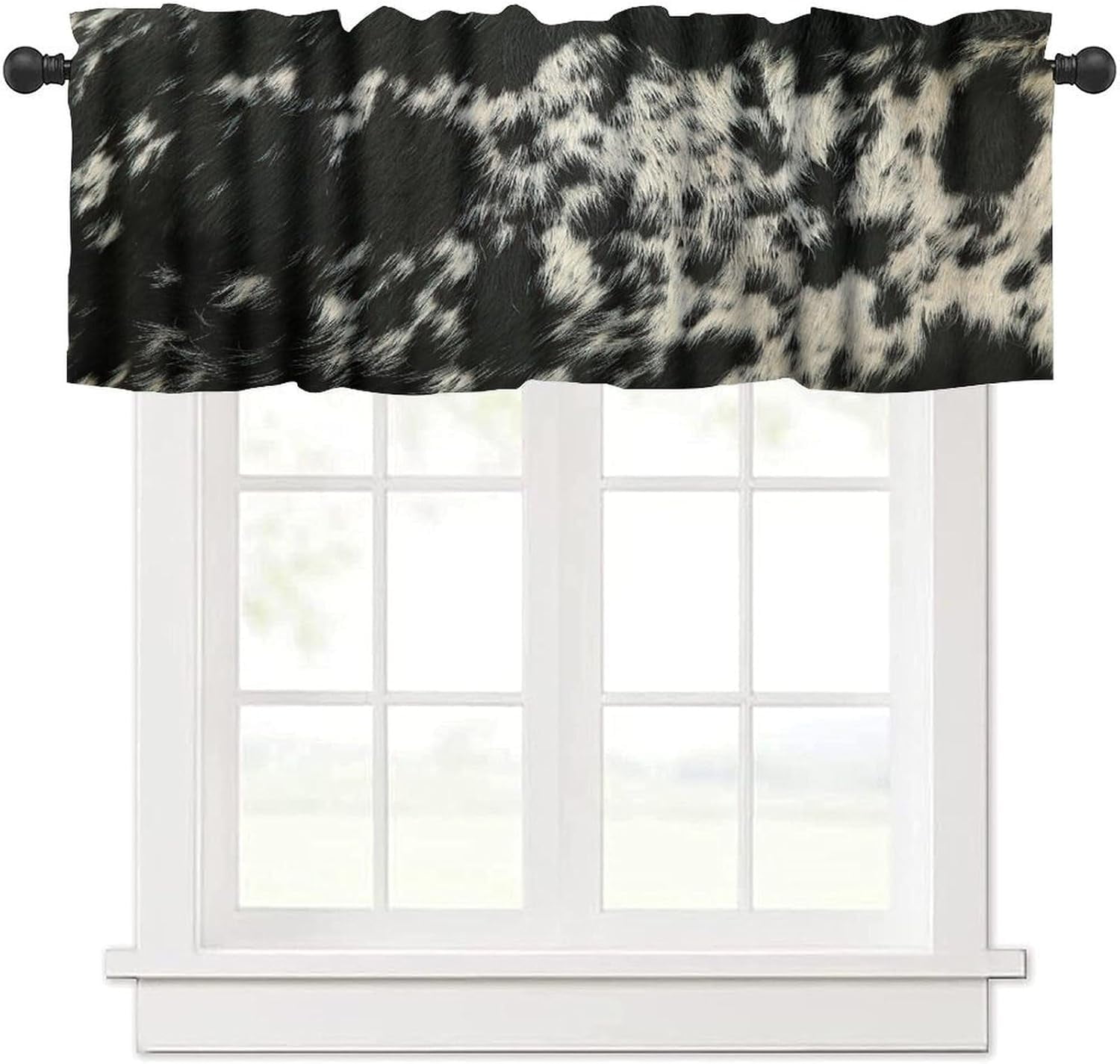 Cowhide Curtain Valance, Western Animal Black White Cow Print Window ...