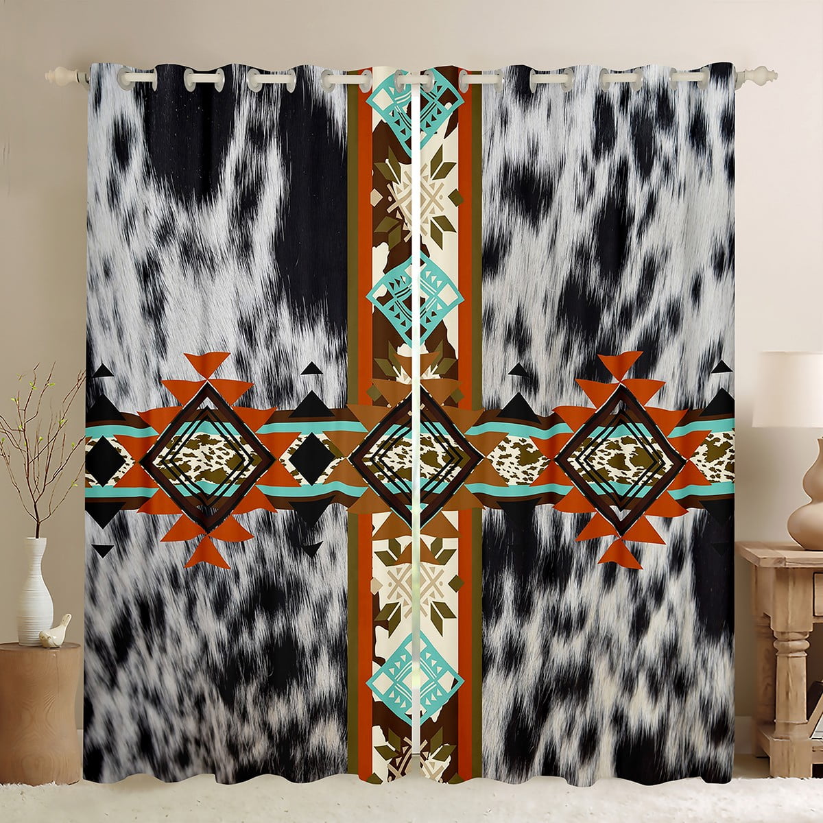 Cowhide Curtains & Drapes Western Curtains,Black and White Cow Print ...