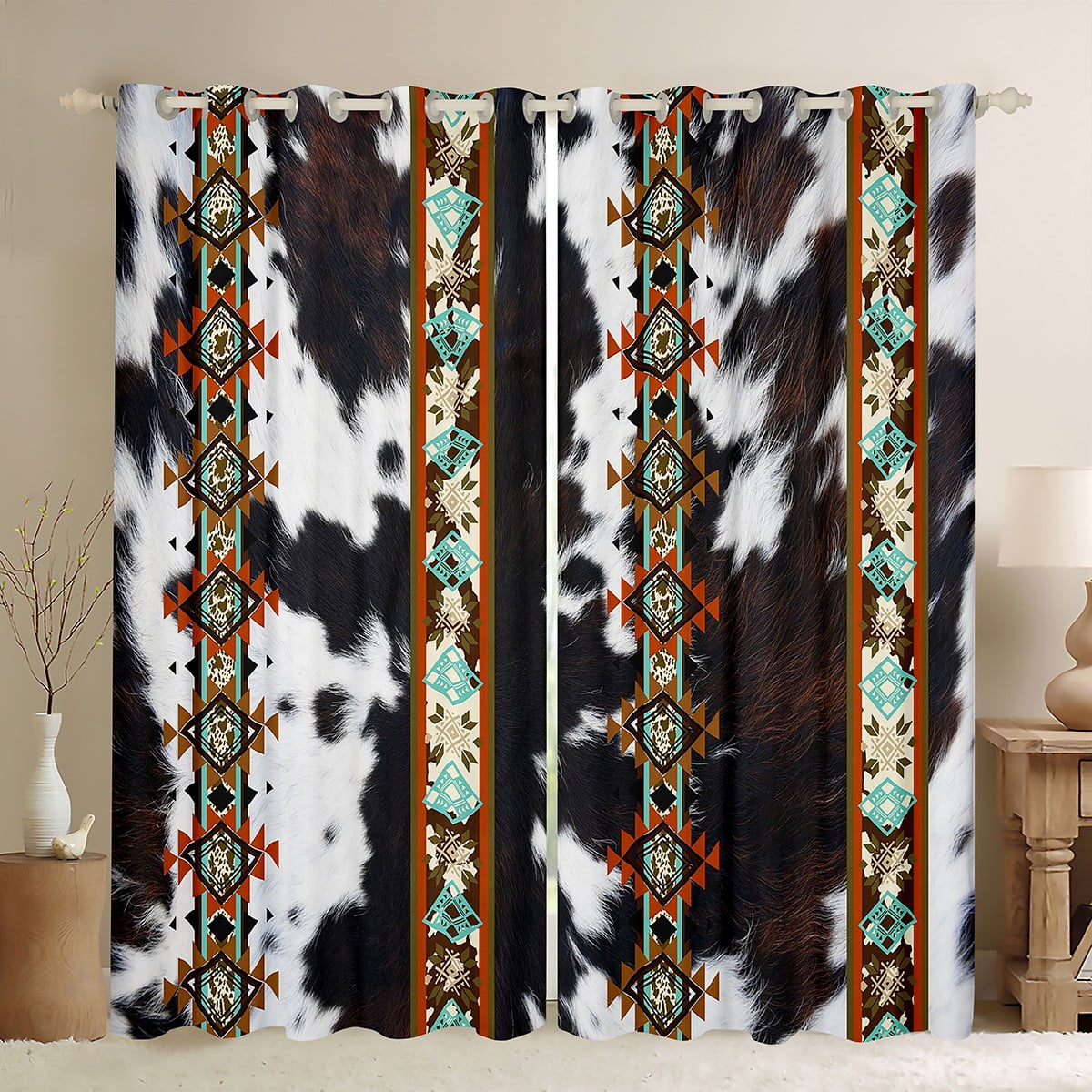 Cowhide Curtains & Drapes western Curtains,Black and White Cow Print ...