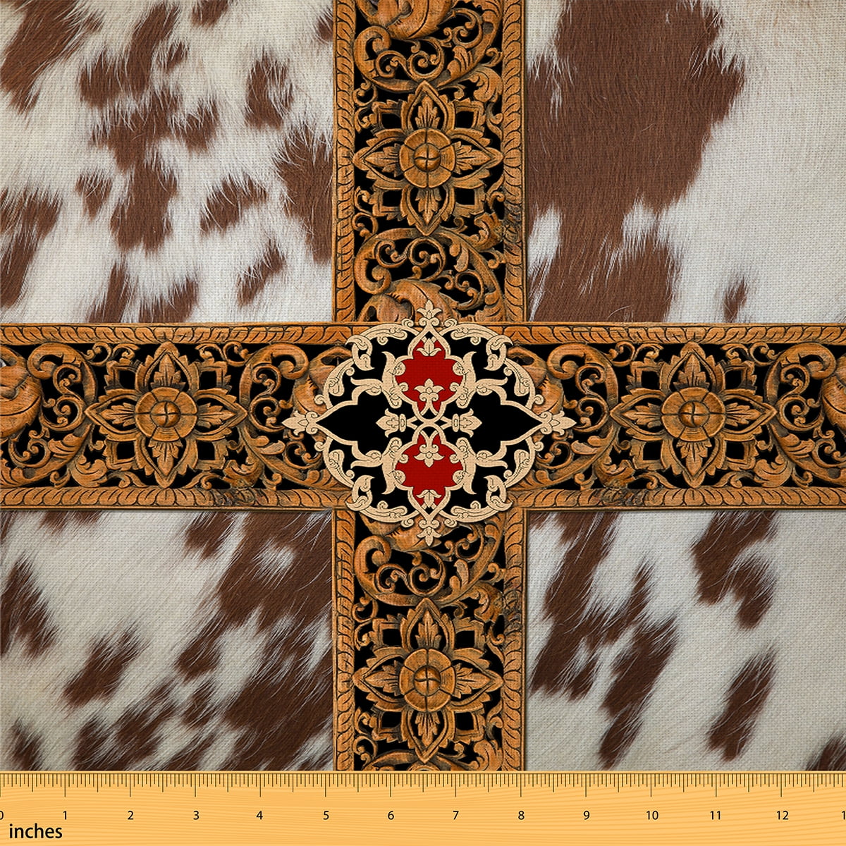 Cowhide Decorative Fabric, Cow Print Fabric by the Yard, Brown White ...